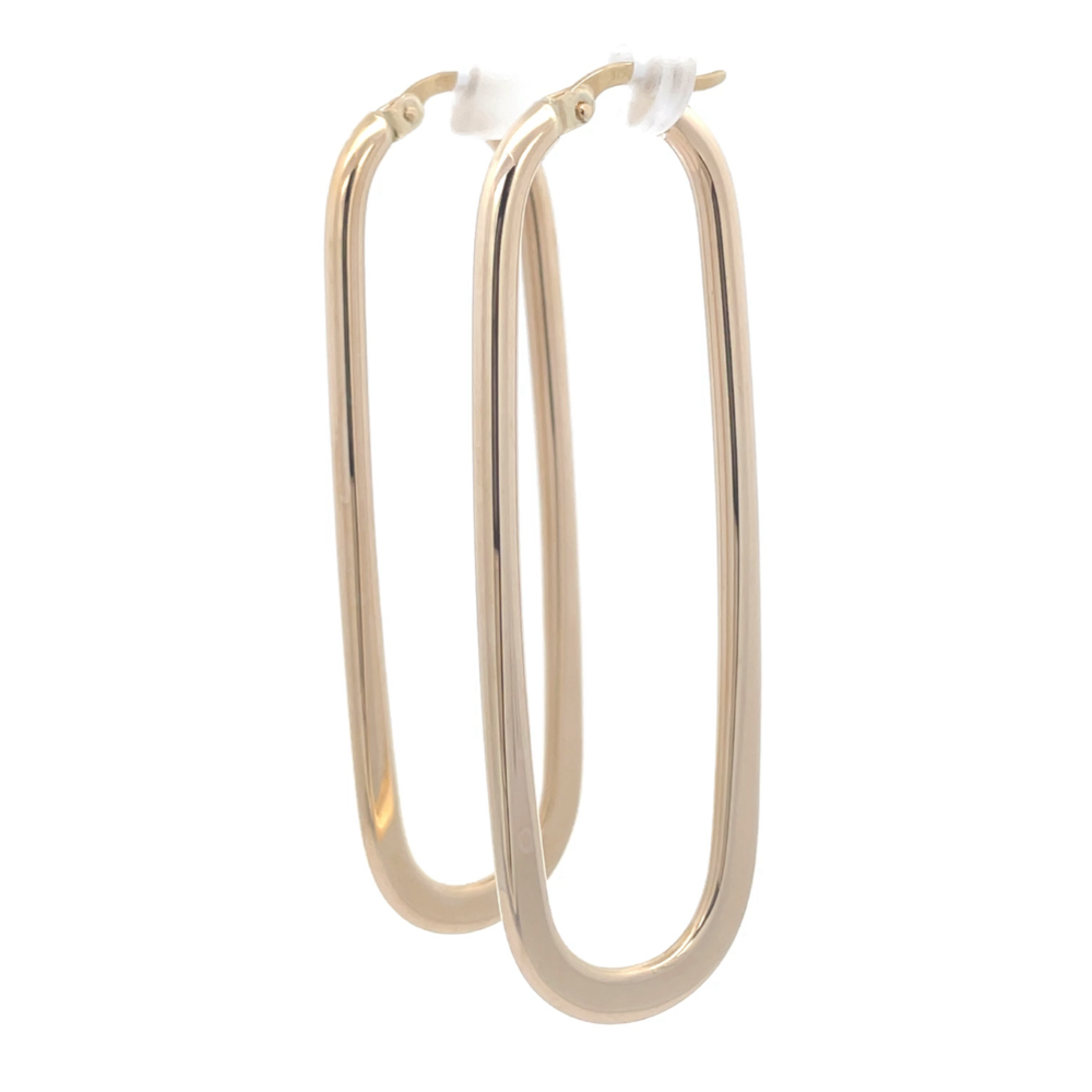 9K Yellow Gold Long Oblong Hoop Earrings | John Franich Jewellers ...